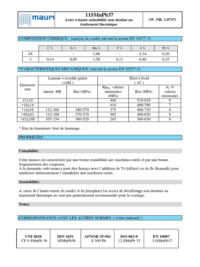 11SMnPb37 FR | PDF