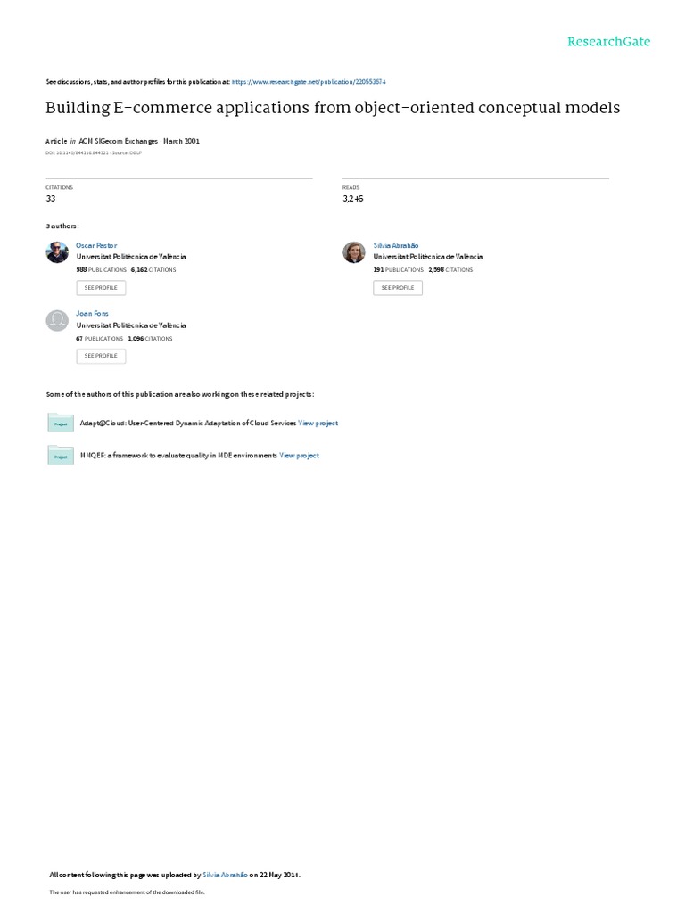 Building E-Commerce Applications From Object-Oriented Conceptual Models | Download Free PDF ...