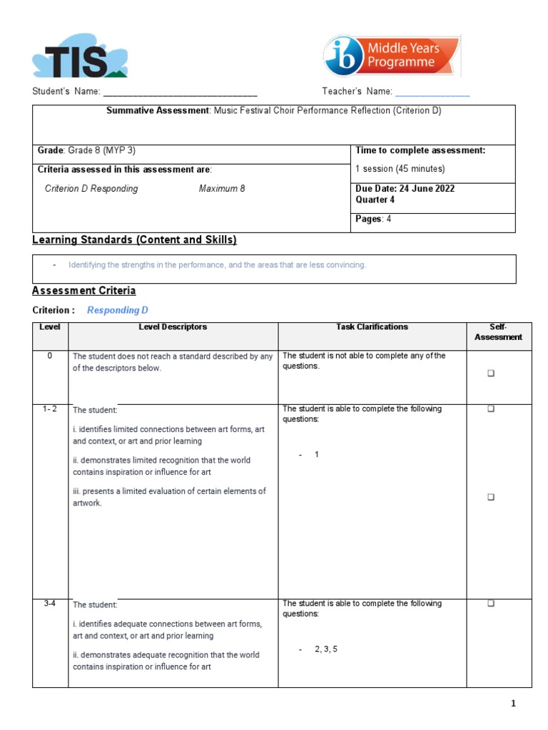 G8 Summative Assessment Criterion D | PDF | Educational Assessment ...