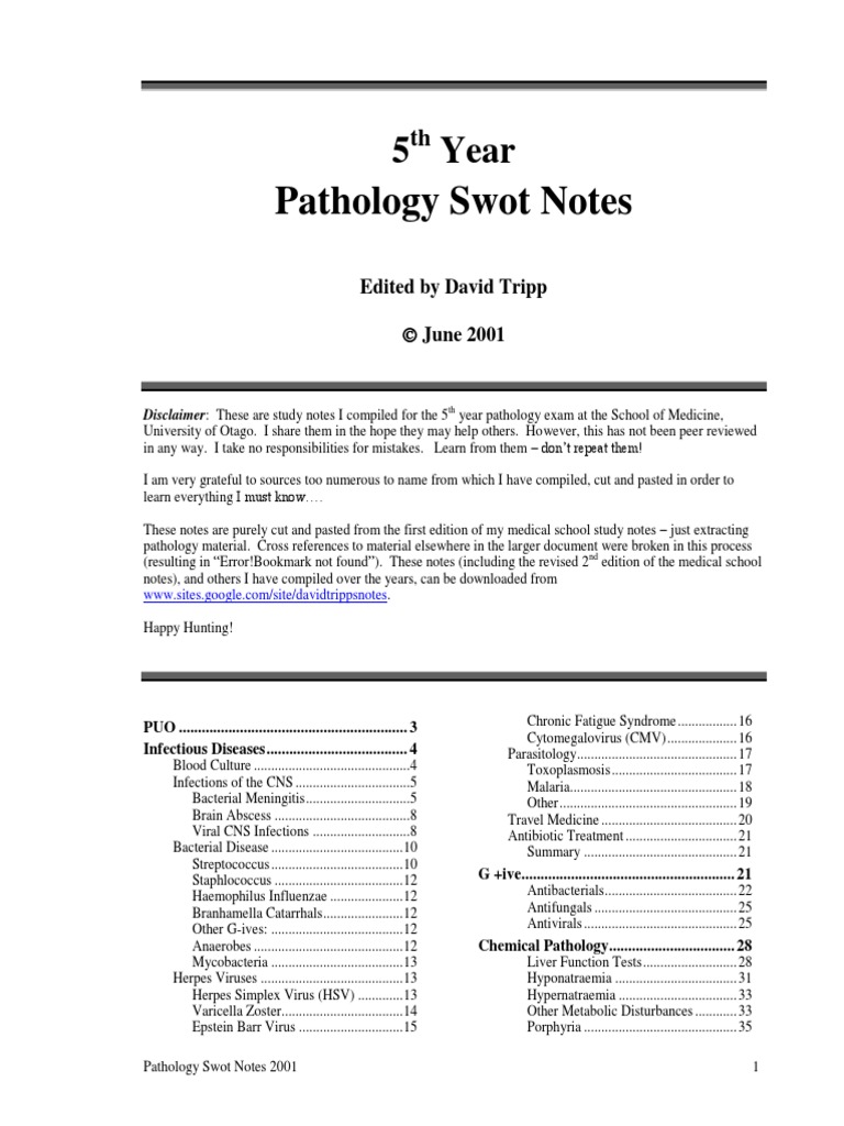 Undergraduate Pathology Notes | PDF | Herpes Simplex | Meningitis