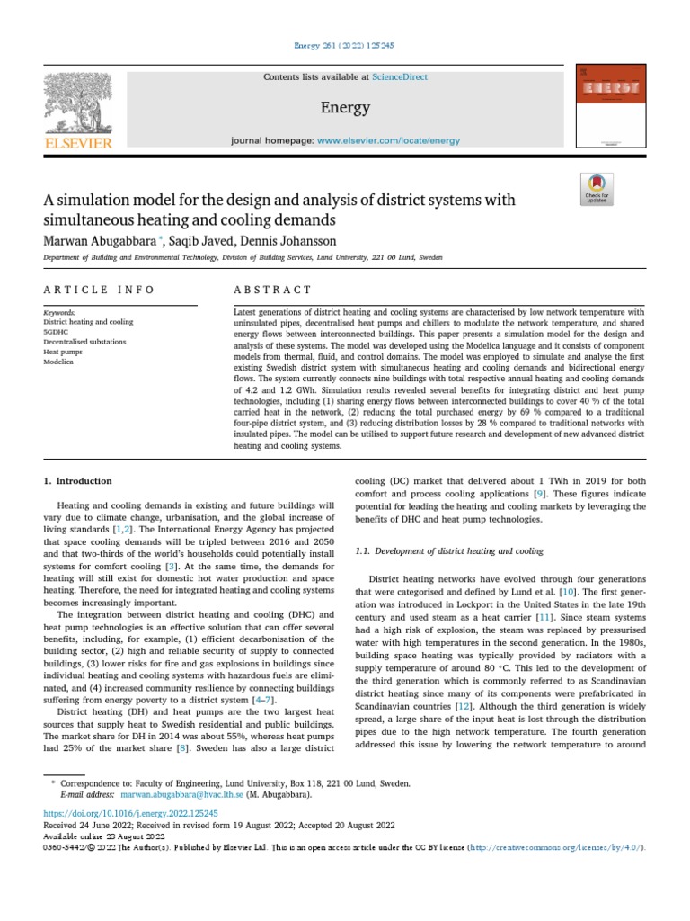 A Simulation Model For The Design and Analysis of District Systems With Simultaneous Heating and ...