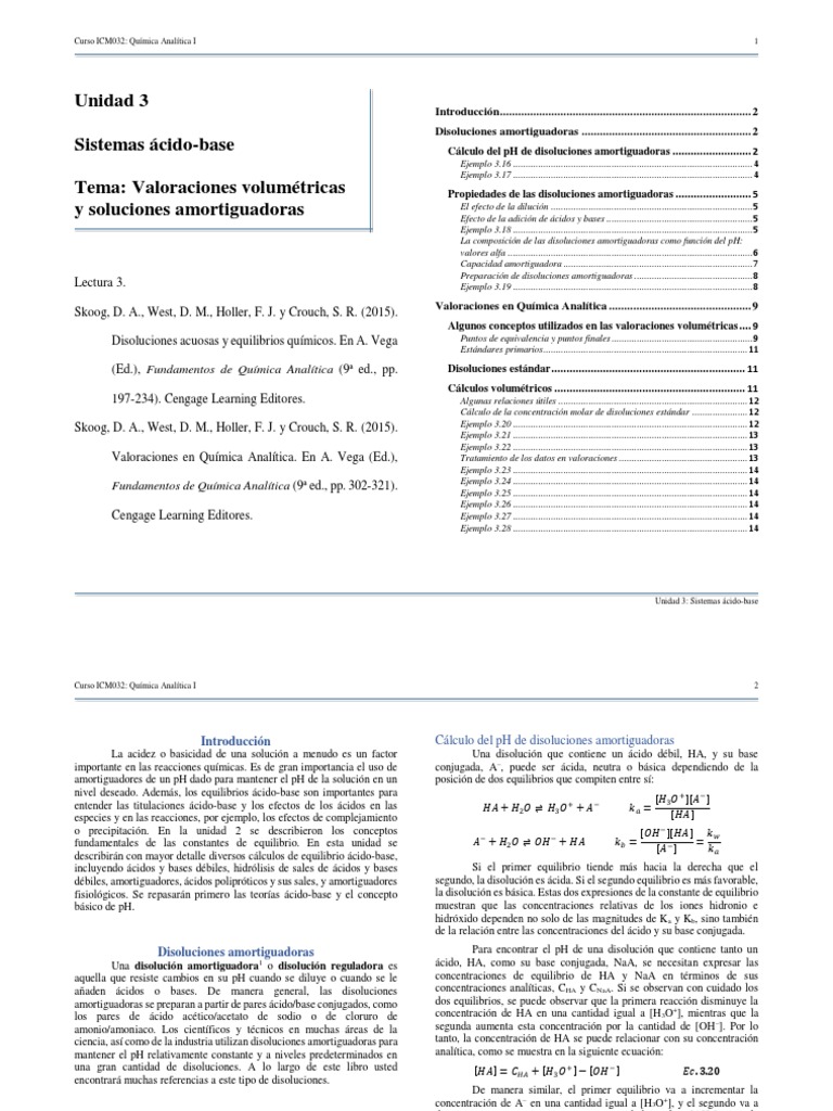Valoraciones Volumetricas y Soluciones Amortiguadoras | PDF | Química | Valoración