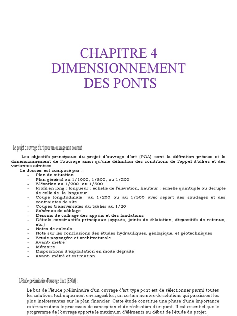 Chapitre 4 Dimensionnement Des Ponts | PDF | Pont | Ingénierie civile