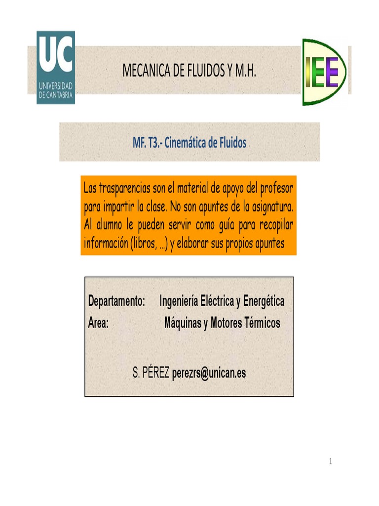 Cinematica de Fluidos | PDF | Aceleración | Divergencia