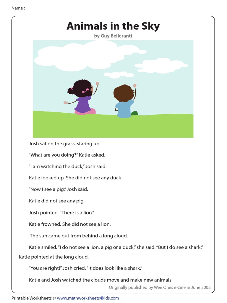 Worksheets - 1st Grade - Reading Writing - Animals in The Sky | PDF