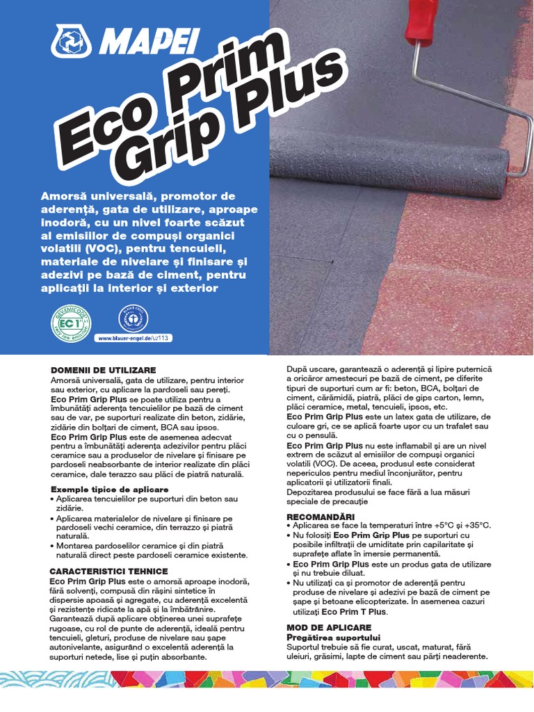 Eco Prim Grip Plus provides strong adhesion for tiles and coatings | PDF
