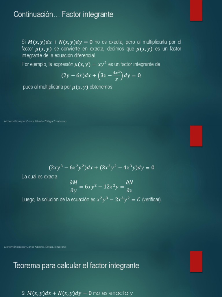Continuación Factor Integrante | PDF | Ecuaciones | Linealidad