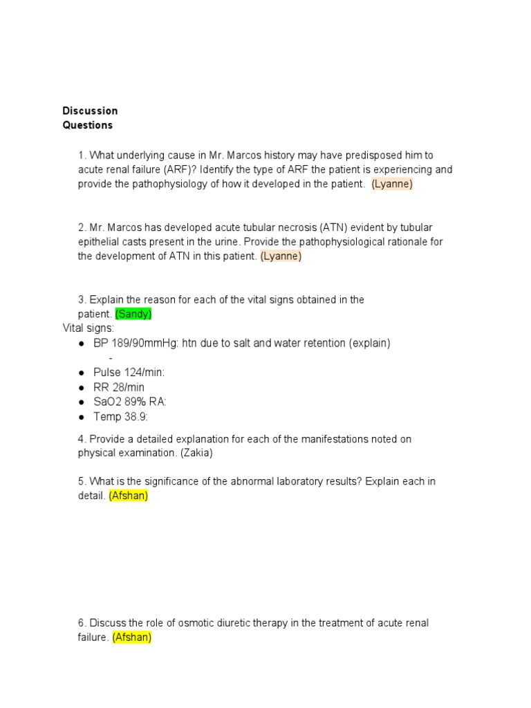 Acute Renal Failure Case Study | PDF