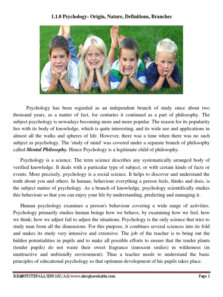 Psychology Origin and Branches | PDF | Educational Psychology | Psychology Psychology Origin and Branches | PDF | Educational Psychology | Psychology