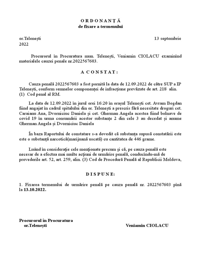 Ordonanta de Fixare | PDF