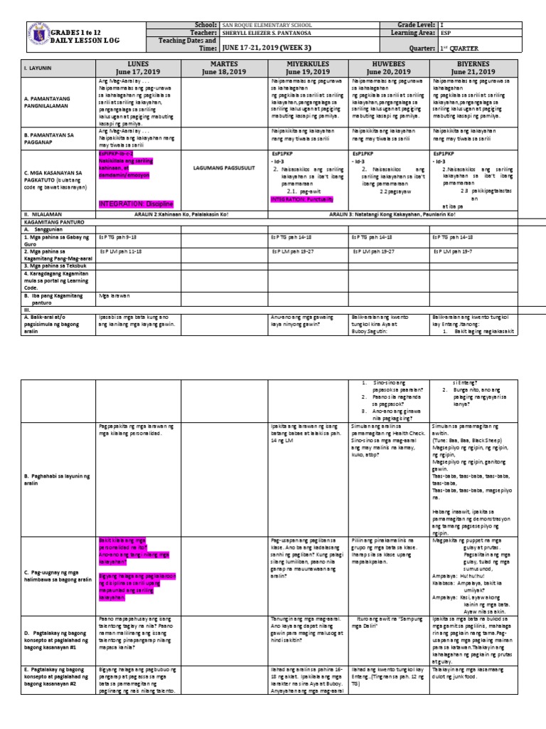 DLL ESP-1 Q1 Week-3 | PDF