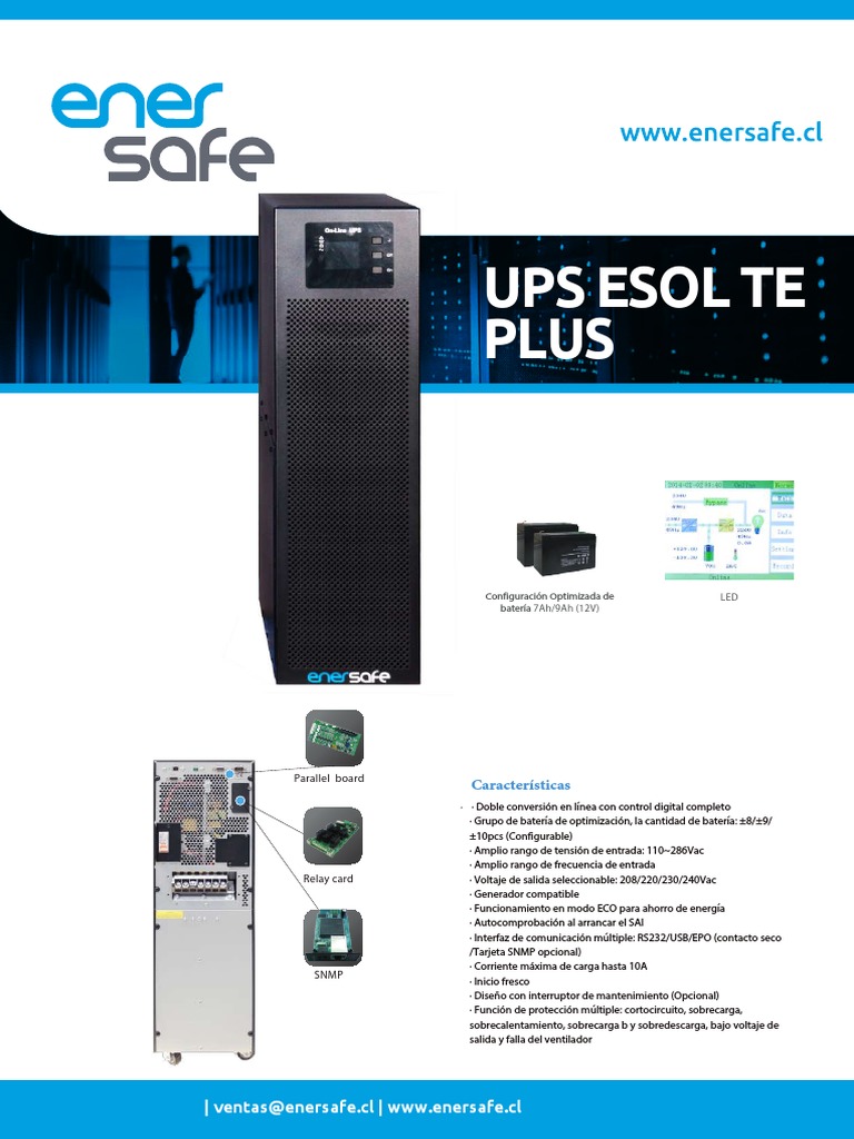 Ups Esol Te Plus: - Ventas@enersafe - CL - WWW - Enersafe.cl | Descargar gratis PDF | Metrología ...