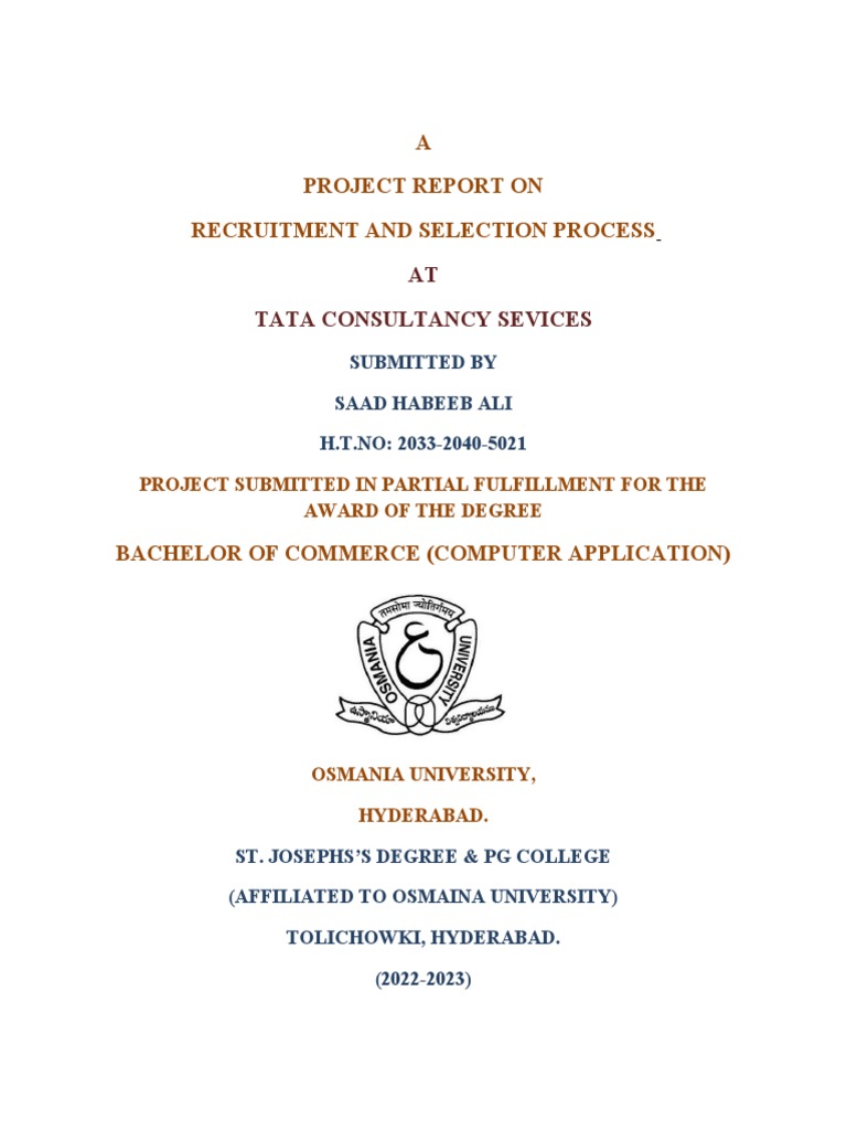 TCS Project Report on Recruitment and Selection (39 | PDF | Recruitment ...