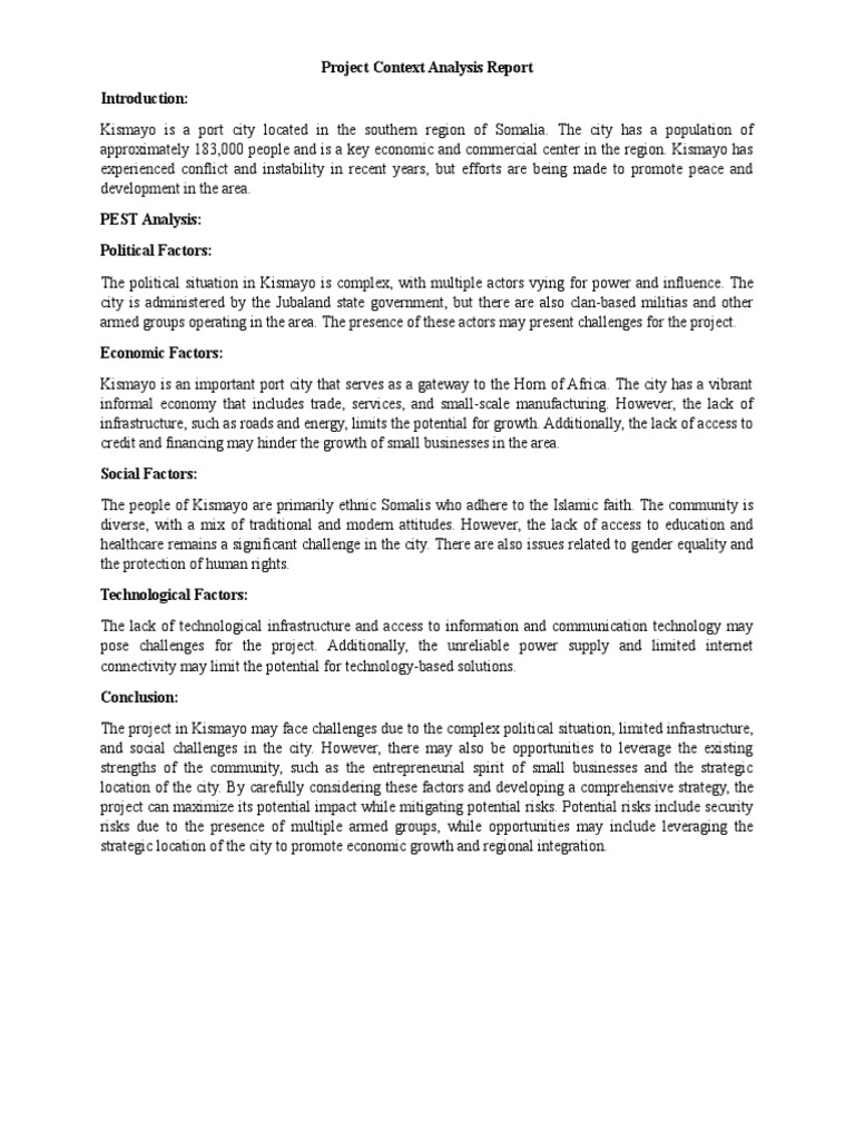 Project Context Analysis Report Sample Pdf Infrastructure Risk