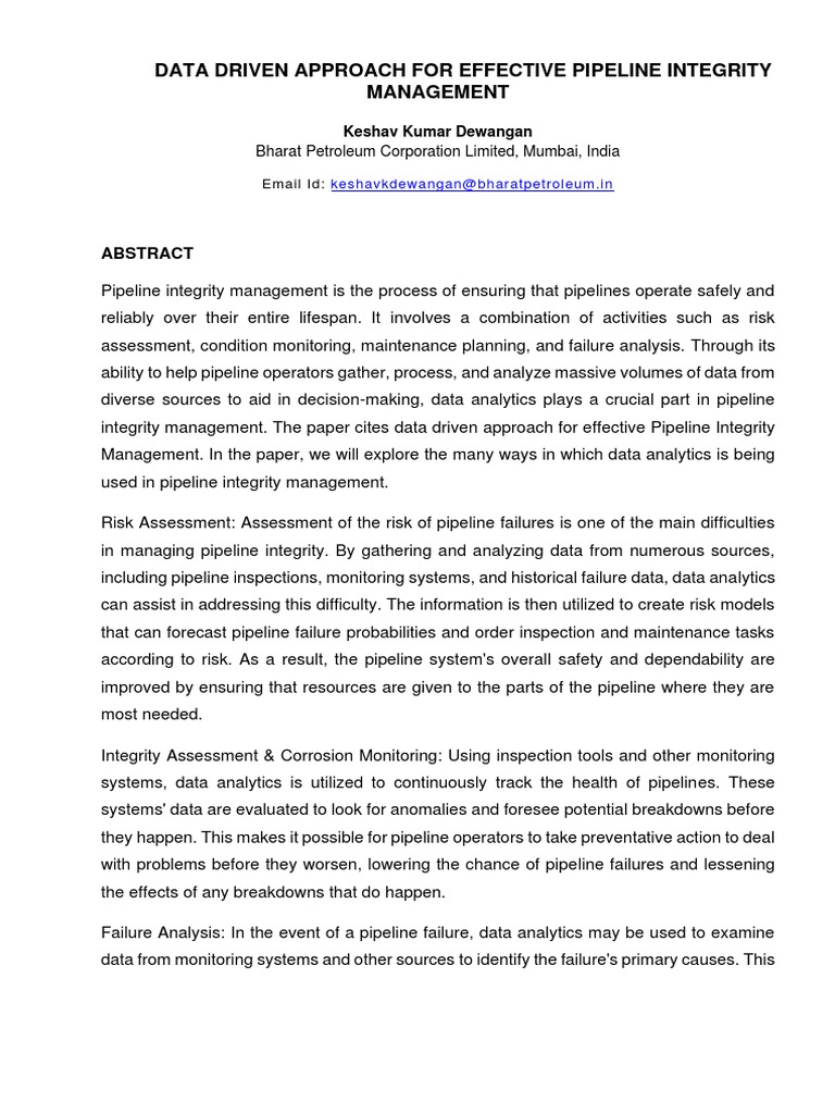 Data-Driven Pipeline Integrity in India | PDF | Analytics | Data Analysis