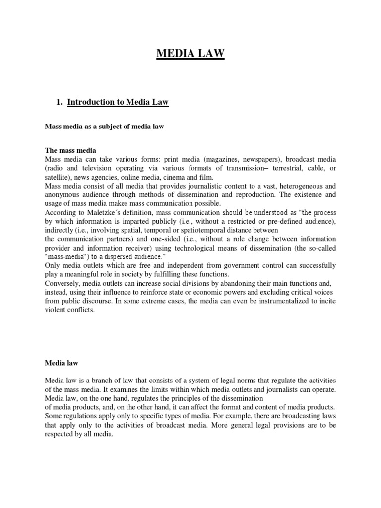 Media Law Notes | PDF | Defamation | Freedom Of Speech