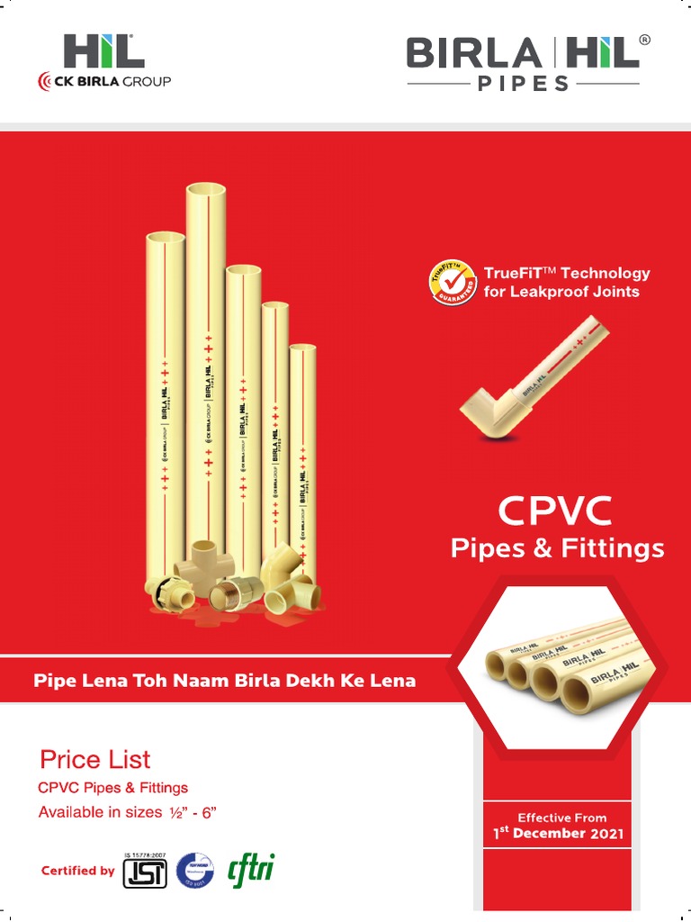 Price List - CPVC 6th Dec 2021 | PDF | Pipe (Fluid Conveyance) | Polymers