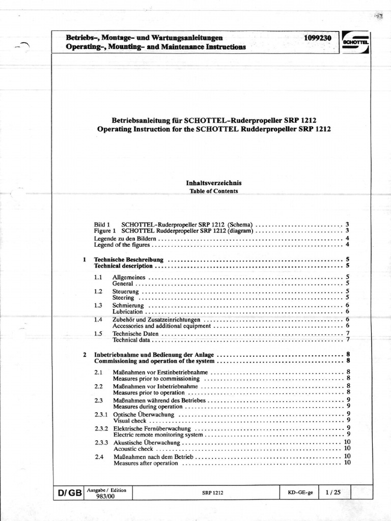 Operation Instruction SRP 1212 Schottel | PDF
