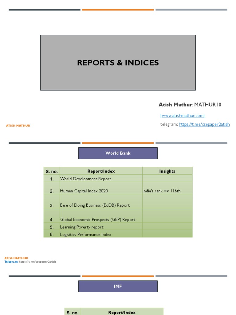 Reports & Indices: Atish Mathur: MATHUR10 | PDF | Economies | Natural ...