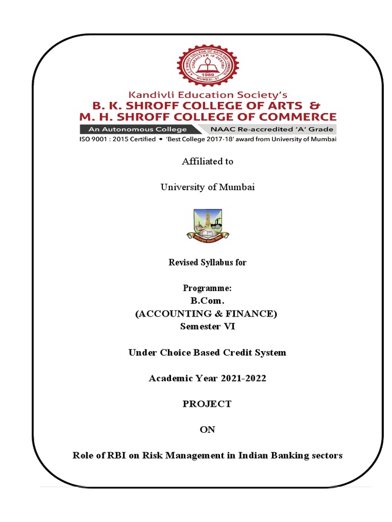 Role of RBI in Risk Management | PDF | Financial Risk | Reserve Bank Of ...