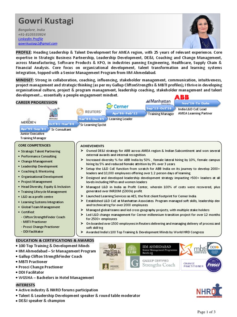 Gowri Kustagi: Linkedin Profile | PDF | Change Management | Organization Development