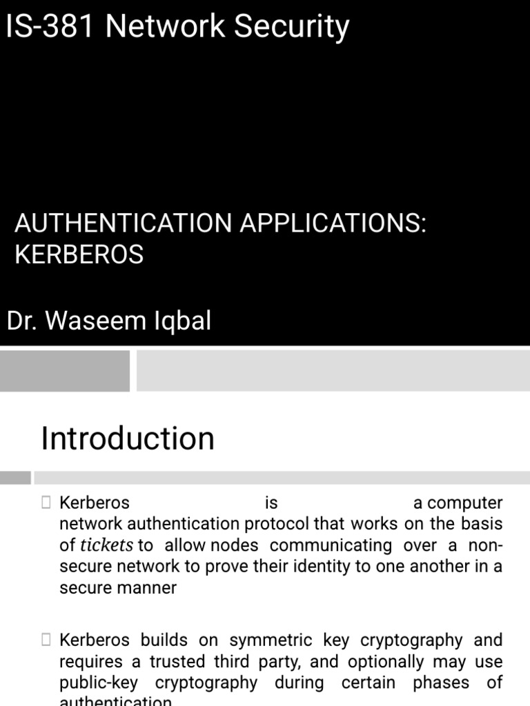 Lecture 16 Kerberos | PDF | Cryptography | Information Technology