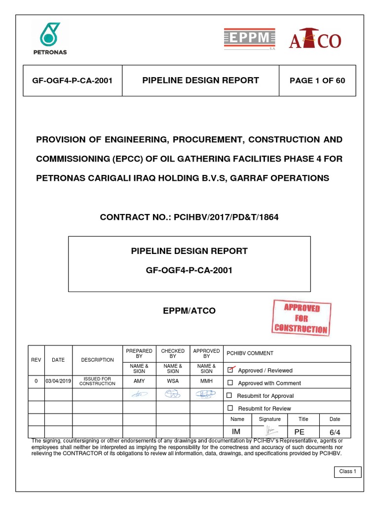 GF-OGF4-P-CA-2001 - Pipeline Design Report - Rev 0 - AFC... | PDF ...
