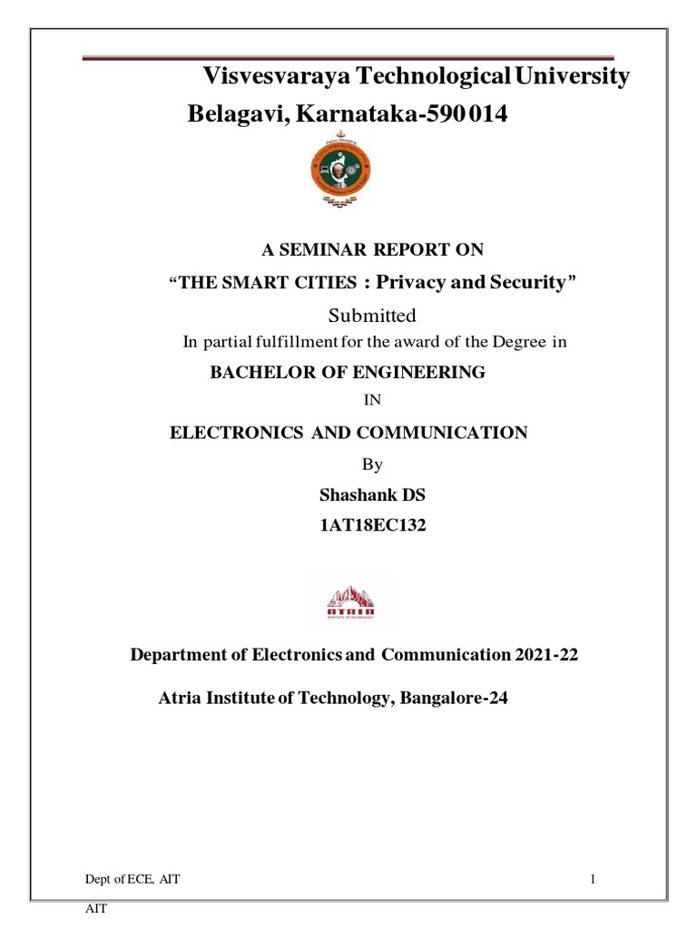 Smart Cities: Privacy and Security, Technical - Seminar - Report | PDF | Internet Of Things ...