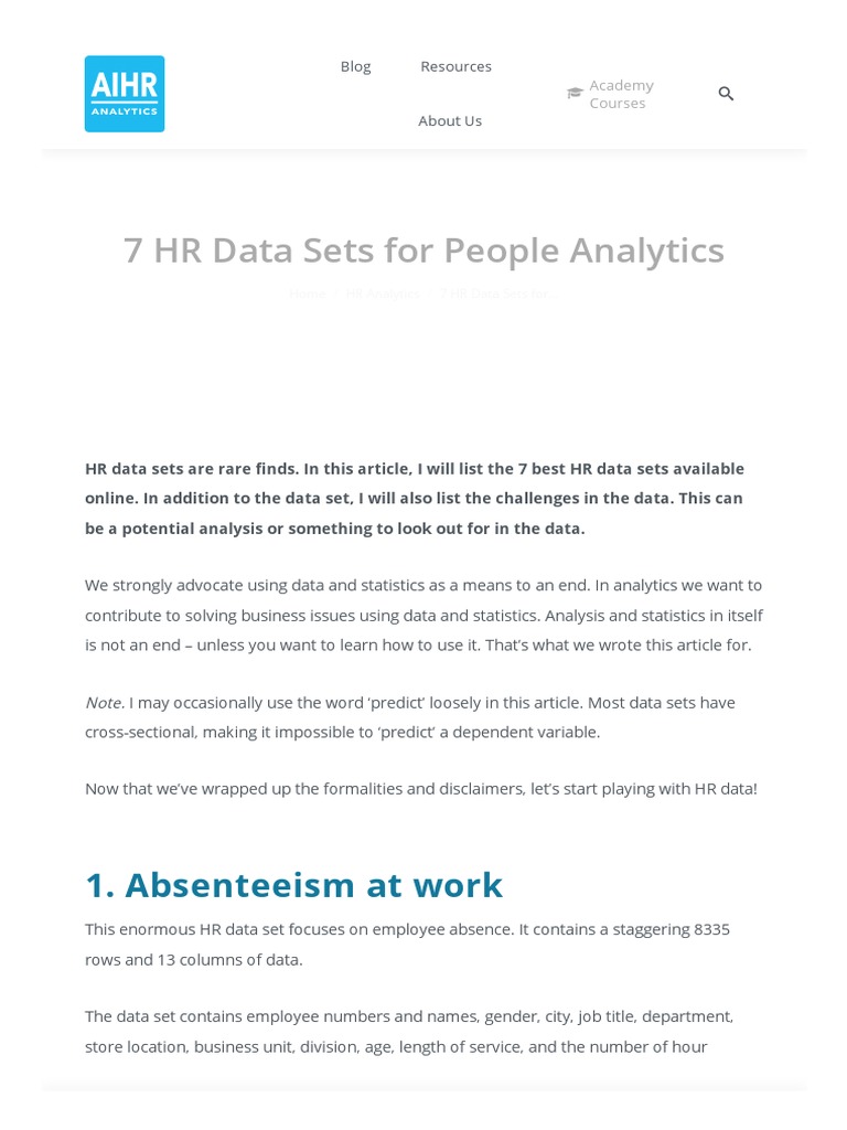 7 HR Data Sets For People Analytics - AIHR Analytics | PDF | Analytics ...