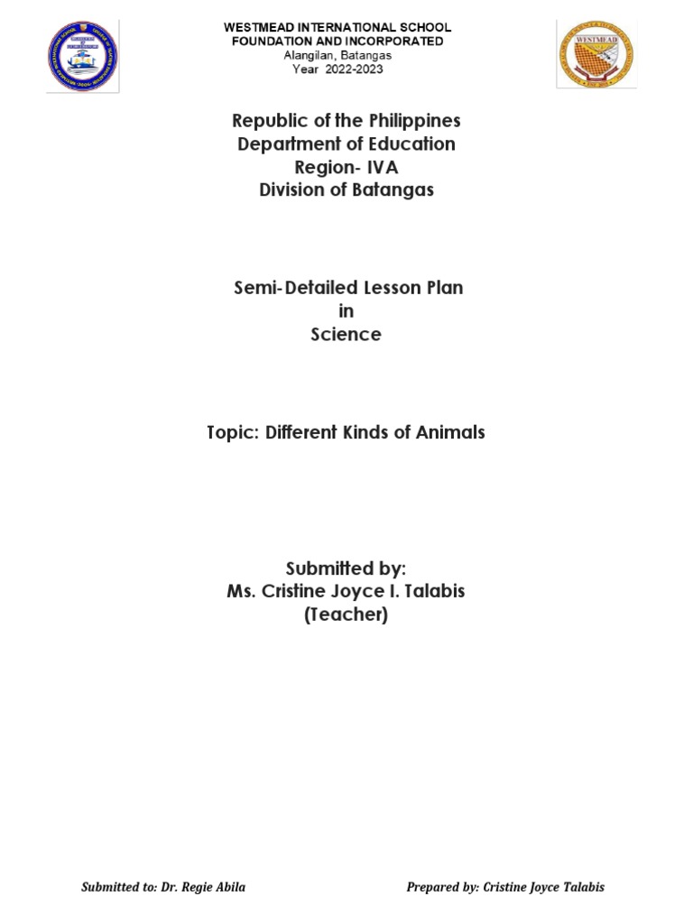 Science Lesson Plan: Animal Classification | PDF | Teachers | Lesson Plan