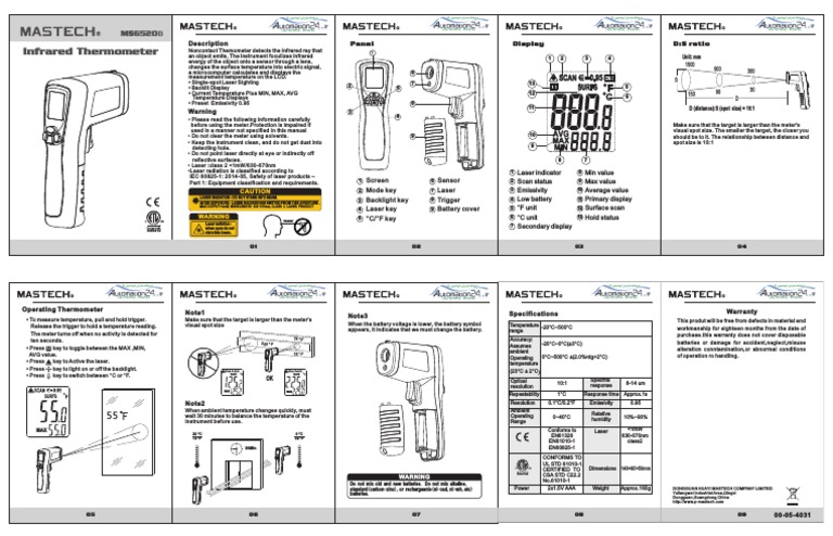 Mastech MS6520B User Manual | PDF | Infrared | Laser