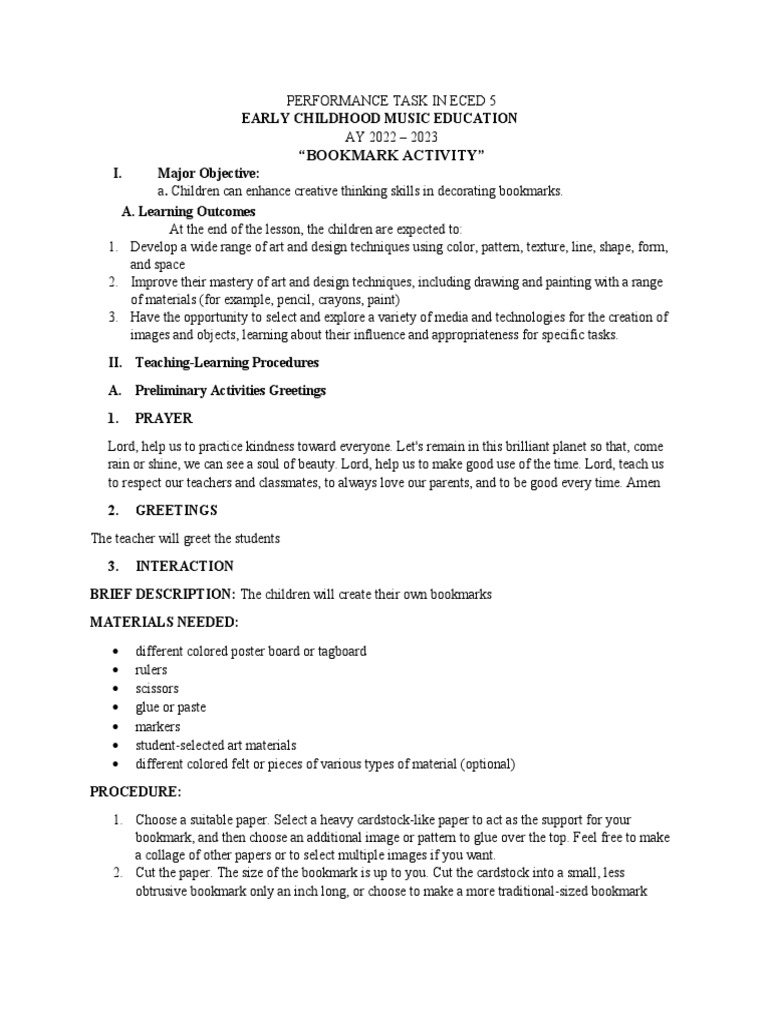 Activity Performance Task in Eced 1 | PDF | Drawing | Collage