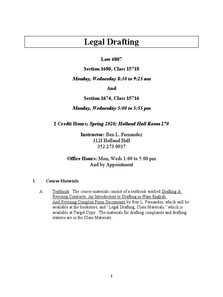Fernandez Legal Drafting S20 | PDF | Complaint | Academic Dishonesty