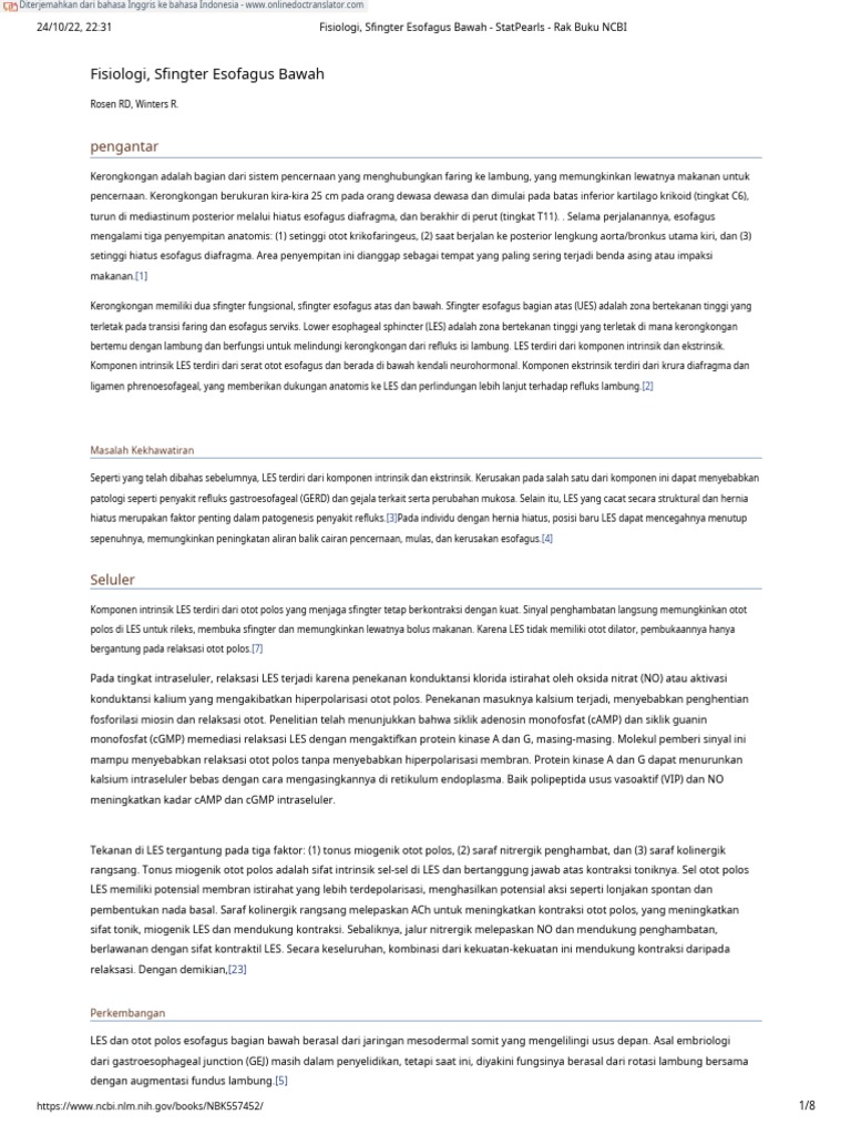 Physiology, Lower Esophageal Sphincter - StatPearls - NCBI Bookshelf - En.id | PDF