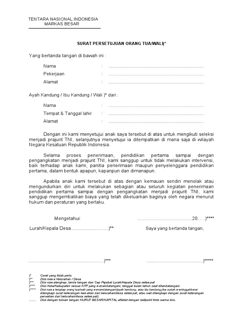 Surat Persetujuan Orangtua Wali | PDF