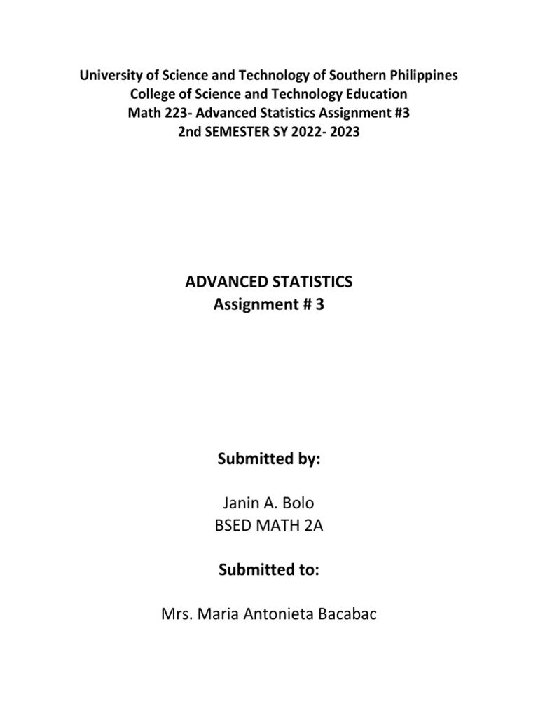 Advanced Statistics Assignment # 3 | PDF