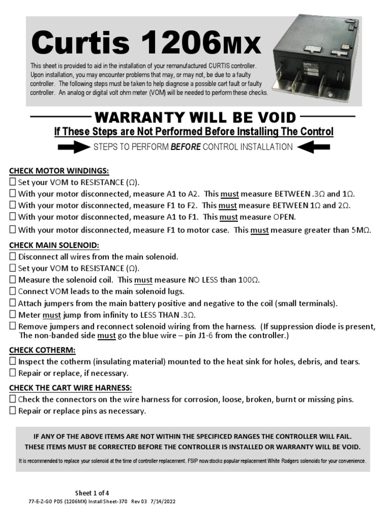 77-E-Z-GO PDS (1206MX) Install Sheet-370 | PDF | Switch | Electrical ...