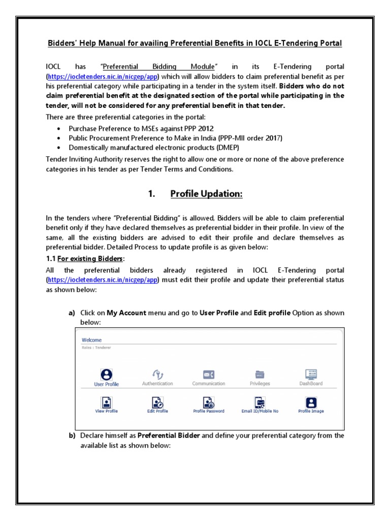 Bidders Help Document For Preferencial Bidding 20230207 v1 | PDF | Procurement | Computing