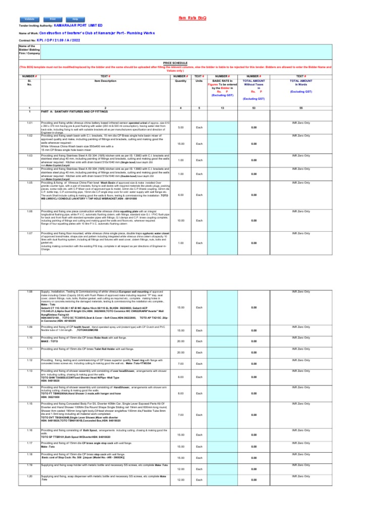 Boq 3 | PDF | Pipe (Fluid Conveyance) | Brick