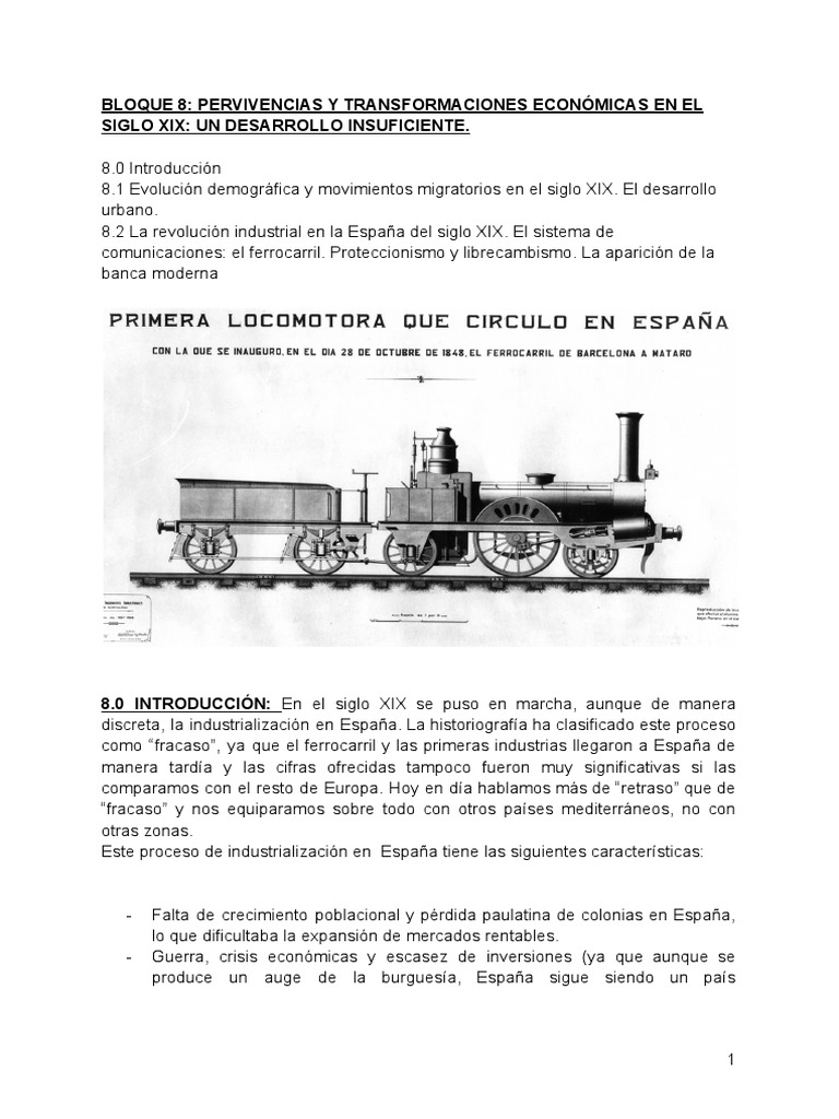 Bloque 8 - Pervivencias y Transformaciones Económicas en El Siglo Xix - Un Desarrollo ...