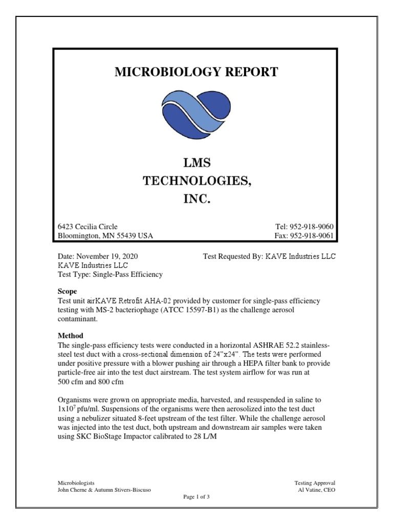 LMS Technologies Microbiology Test Report | PDF | Building Engineering ...