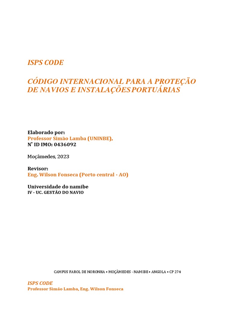 Isps Code - Revisado Endosso IMO | PDF | Remessa