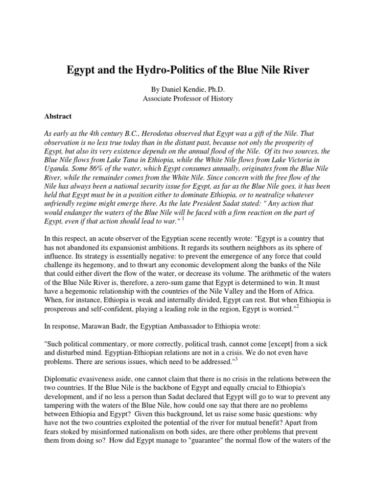 Egypt and The Hydro-Politics of The Blue Nile River | PDF | Nile | Egypt