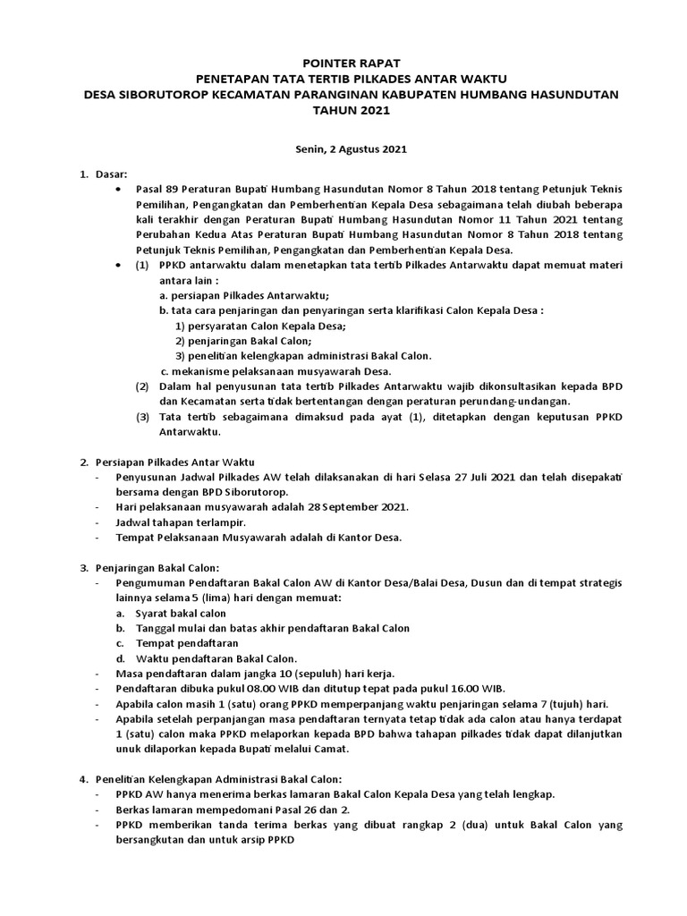Pointer Rapat Penetapan Tata Tertib Pilkades Antar Waktu Desa ...