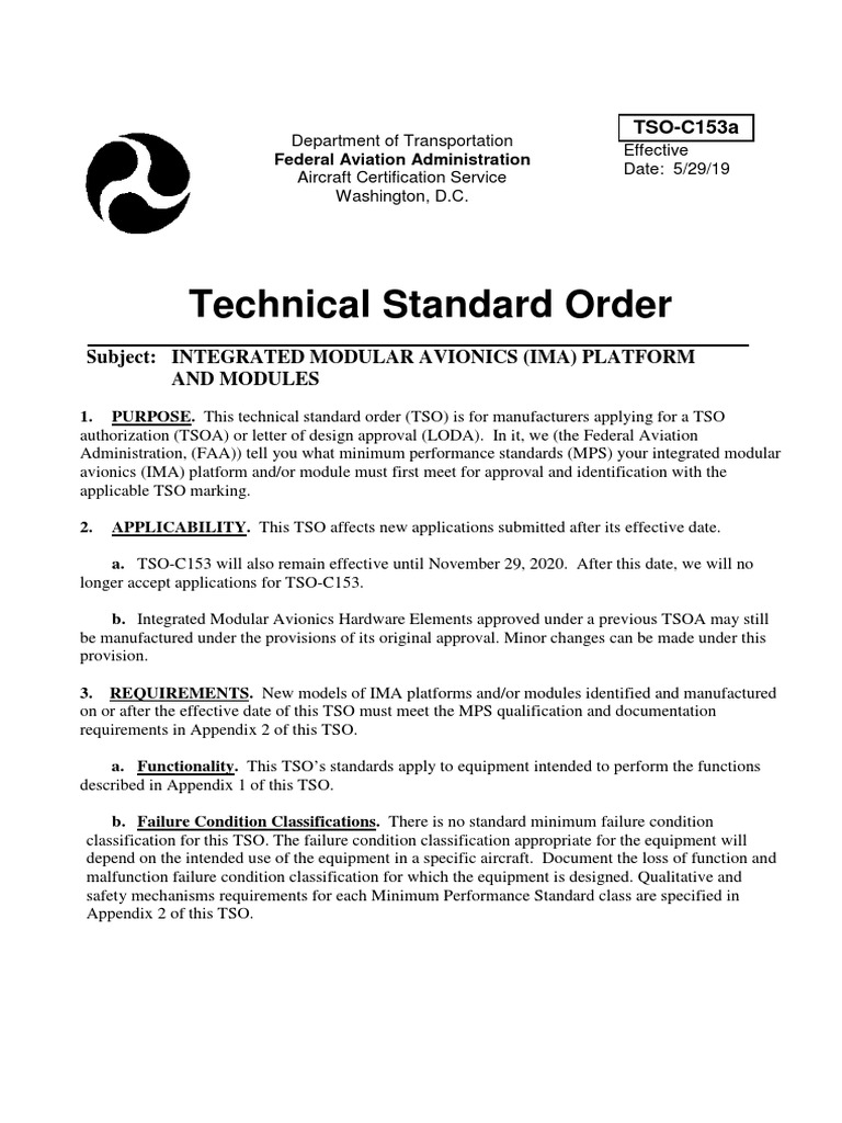 TSO C153a | PDF | Verification And Validation | Software