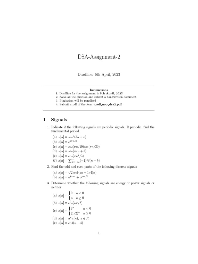 DSA Assignment 2 | Download Free PDF | Sampling (Signal Processing) | Computer Science