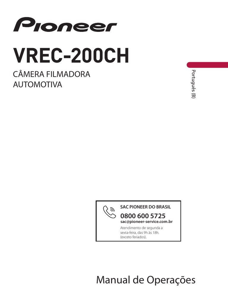 Manual Pioneer Camera Filmadora Automotiva Vrec 200CH | PDF | Câmera | USB