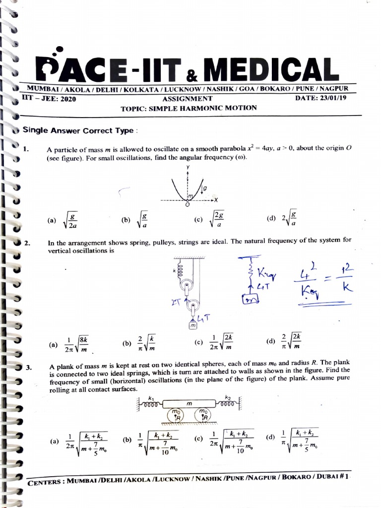 SHM Questions | PDF | Oscillation | Pendulum