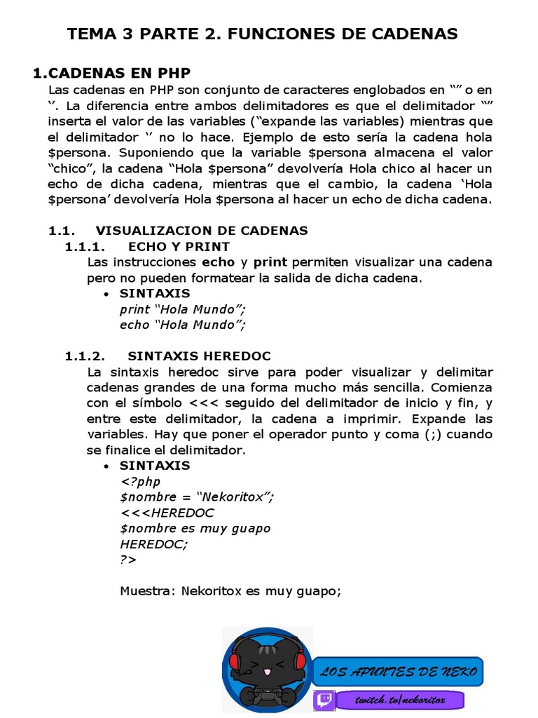 PHP Funciones de Cadena | Descargar gratis PDF | Cadena (informática) | Ingeniería de software