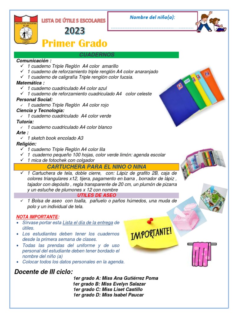 Lista de Utiles 1C | PDF